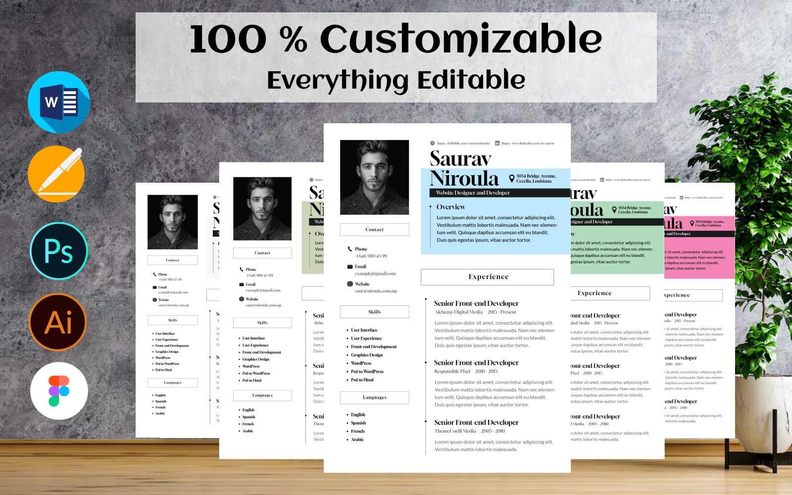 Trendy and Professional Printable Resume / CV Template 2023