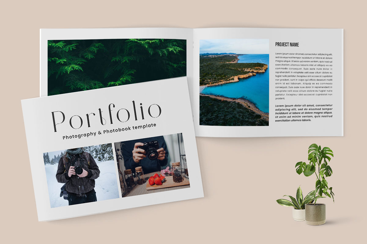 Minimal portfolio layout landscape photography portfolio template photobook