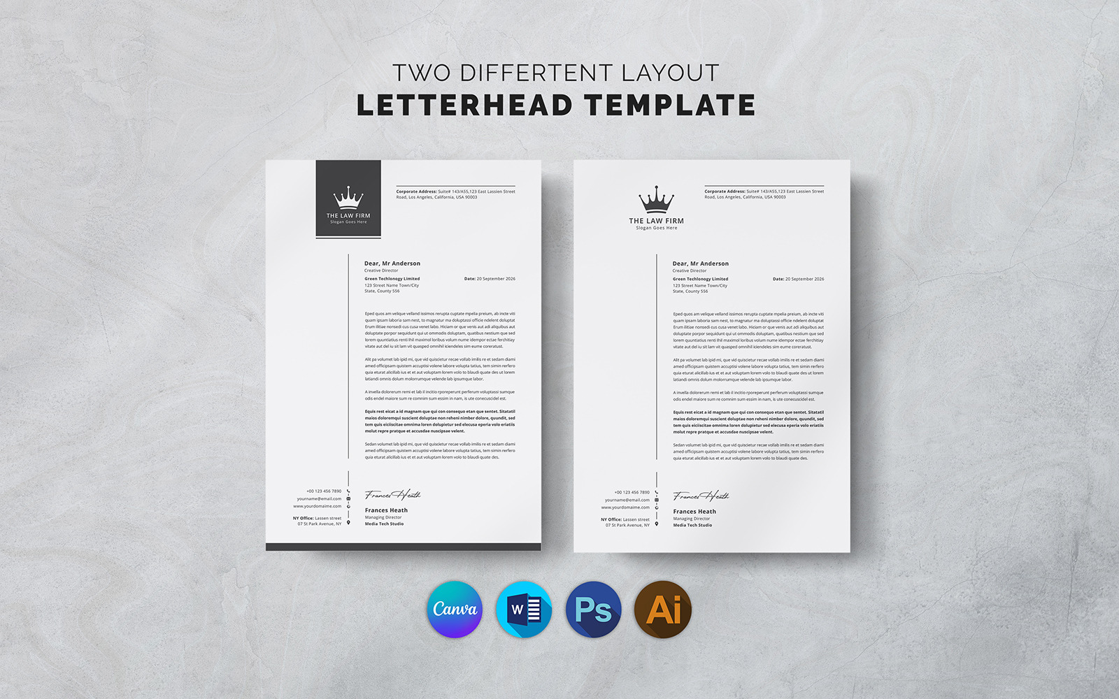Canva Modern Portrait Letterhead Design - TemplateMonster