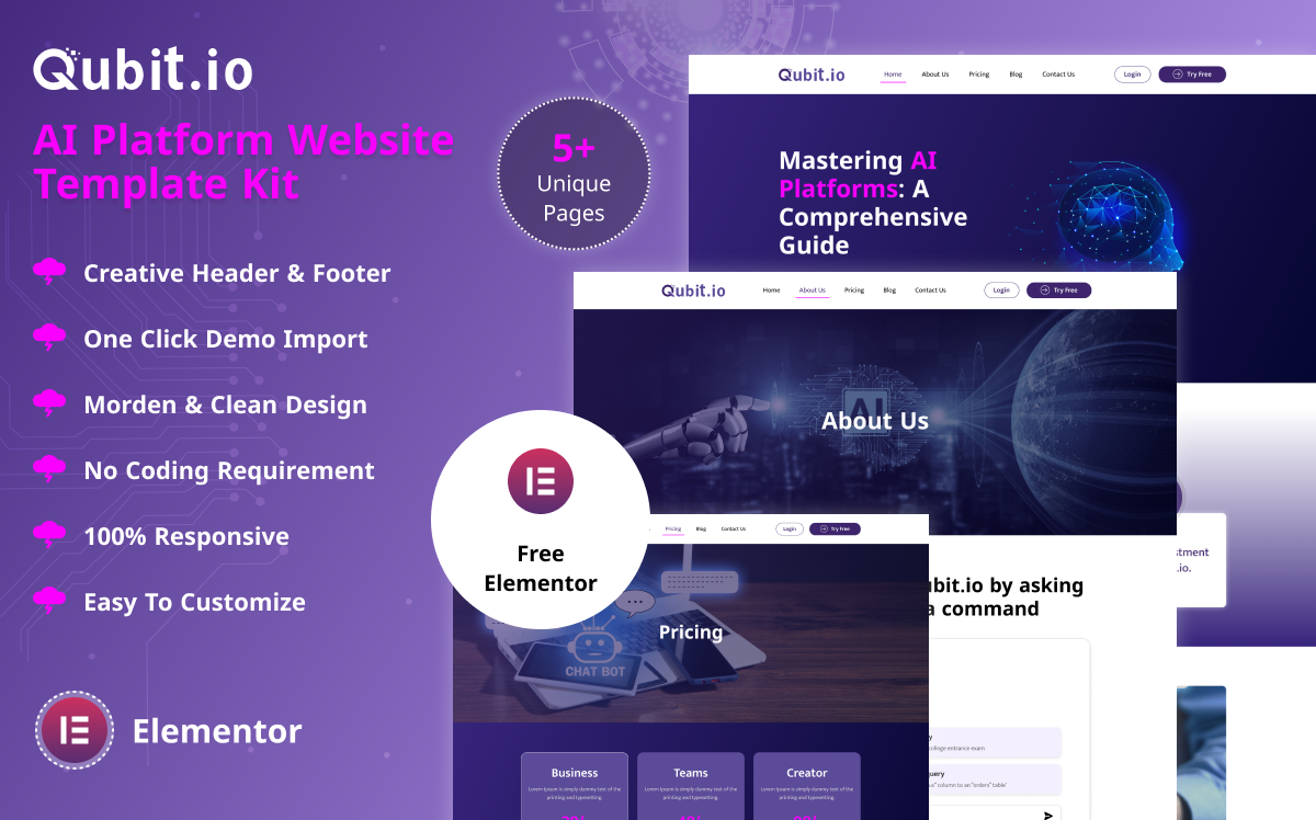Qubit - AI Platform Website Template - TemplateMonster