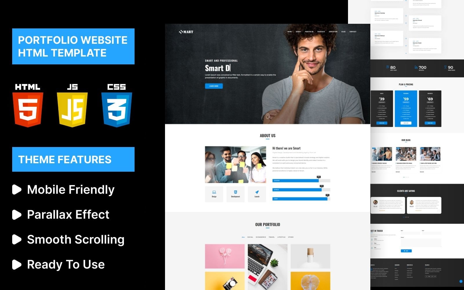 Smart Profile Portfolio Template #369249 - TemplateMonster