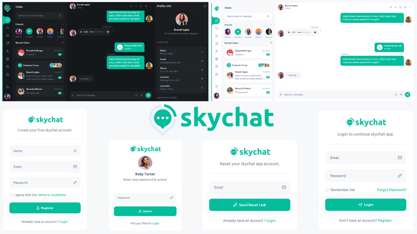 Skychat - Chat App HTML5 Template #369409 - TemplateMonster