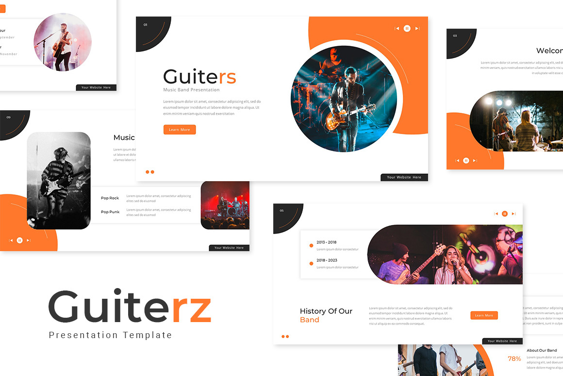 Guiters - Music Band Powerpoint Template - TemplateMonster