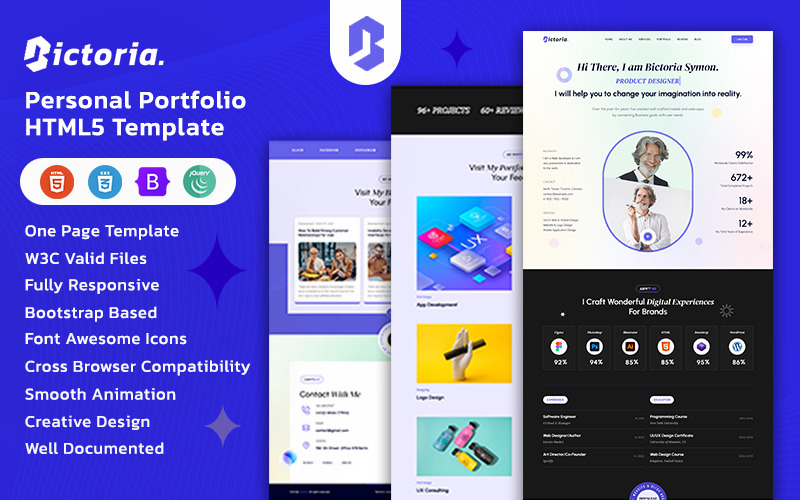 Bictoria - Personal Portfolio HTML Template - TemplateMonster