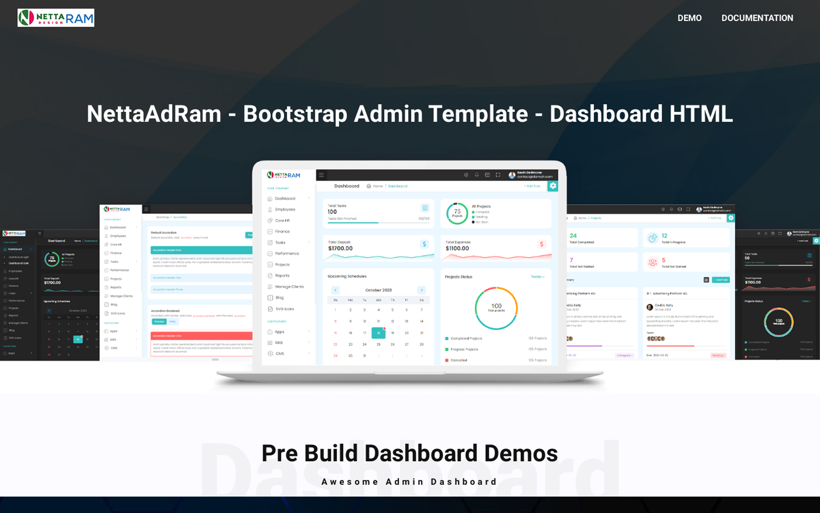 NettaAdRam - Bootstrap Admin Template - Dashboard HTML
