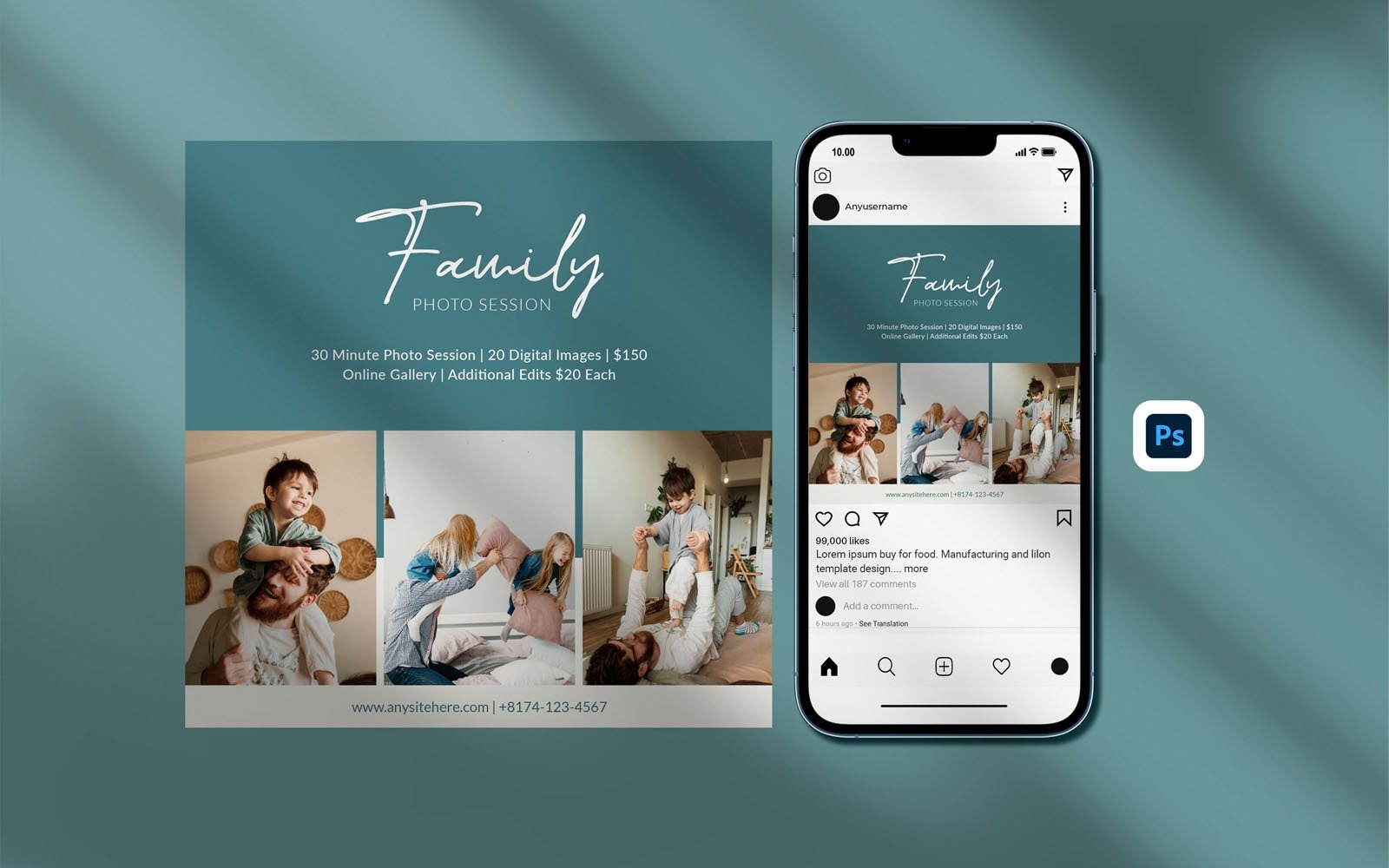 Family Mini Session Instagram Post Template - TemplateMonster
