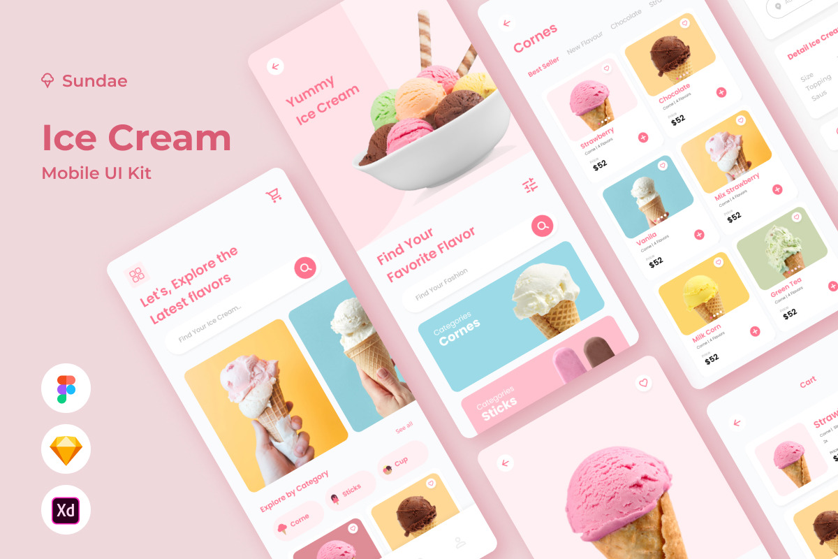 Sunday - Ice Cream Mobile App #371266 - TemplateMonster