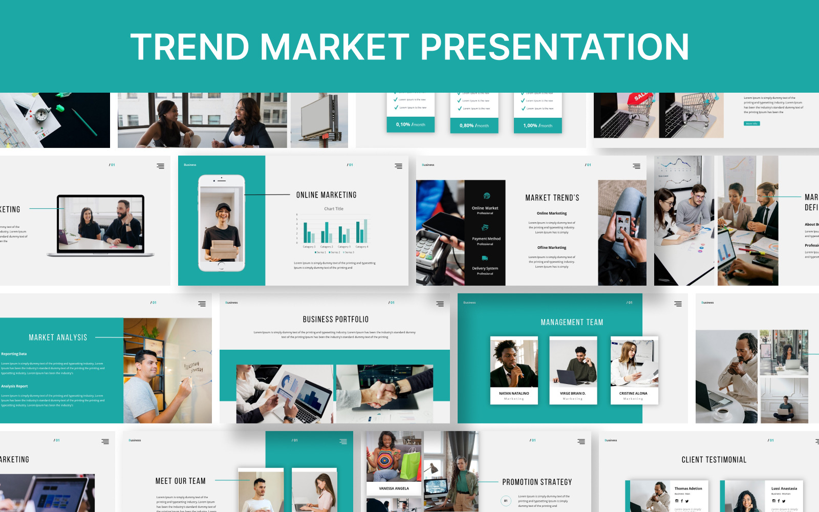 Modèle de présentation Powerpoint du marché des tendances