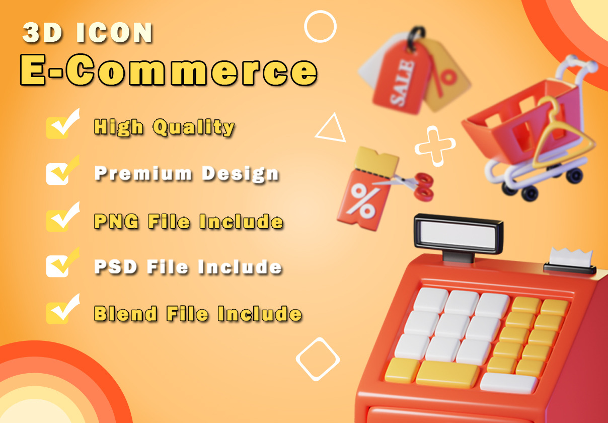 Commercially - E-Commerce 3D Icon Set - TemplateMonster