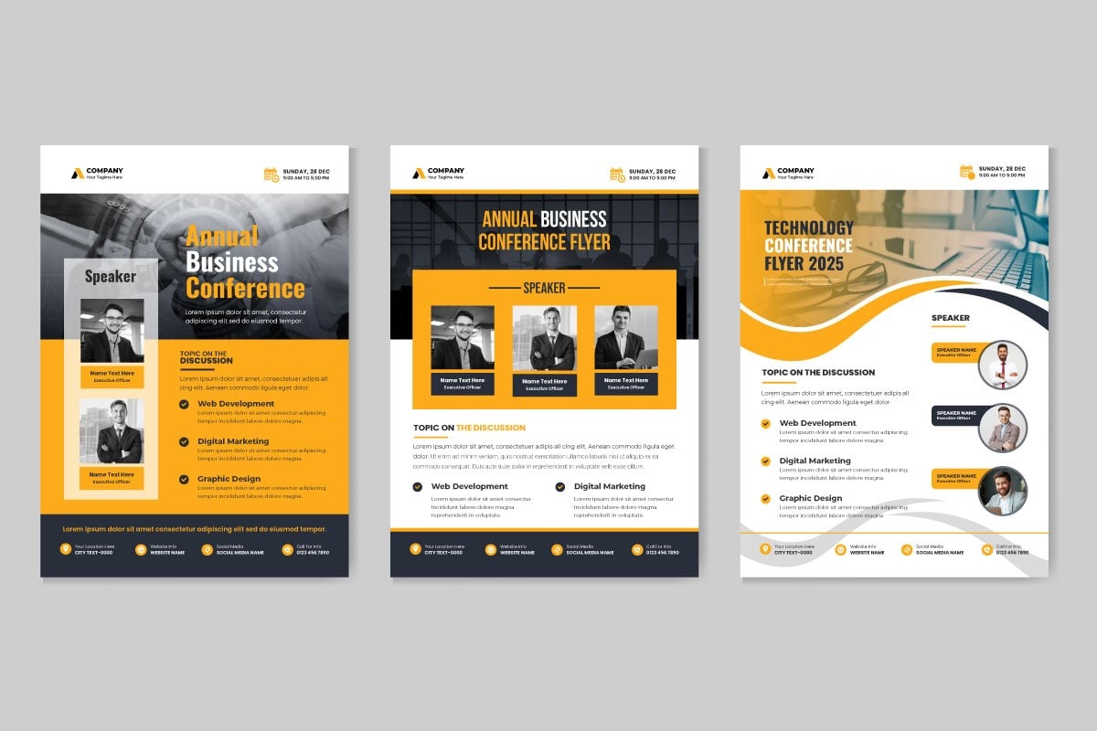 Corporate business conference a4 flyer template bundle technology ...