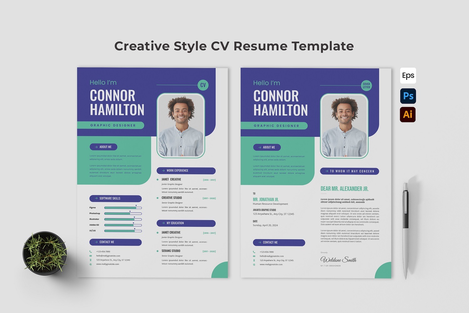 Creatives CV Resume Template #374191 - TemplateMonster
