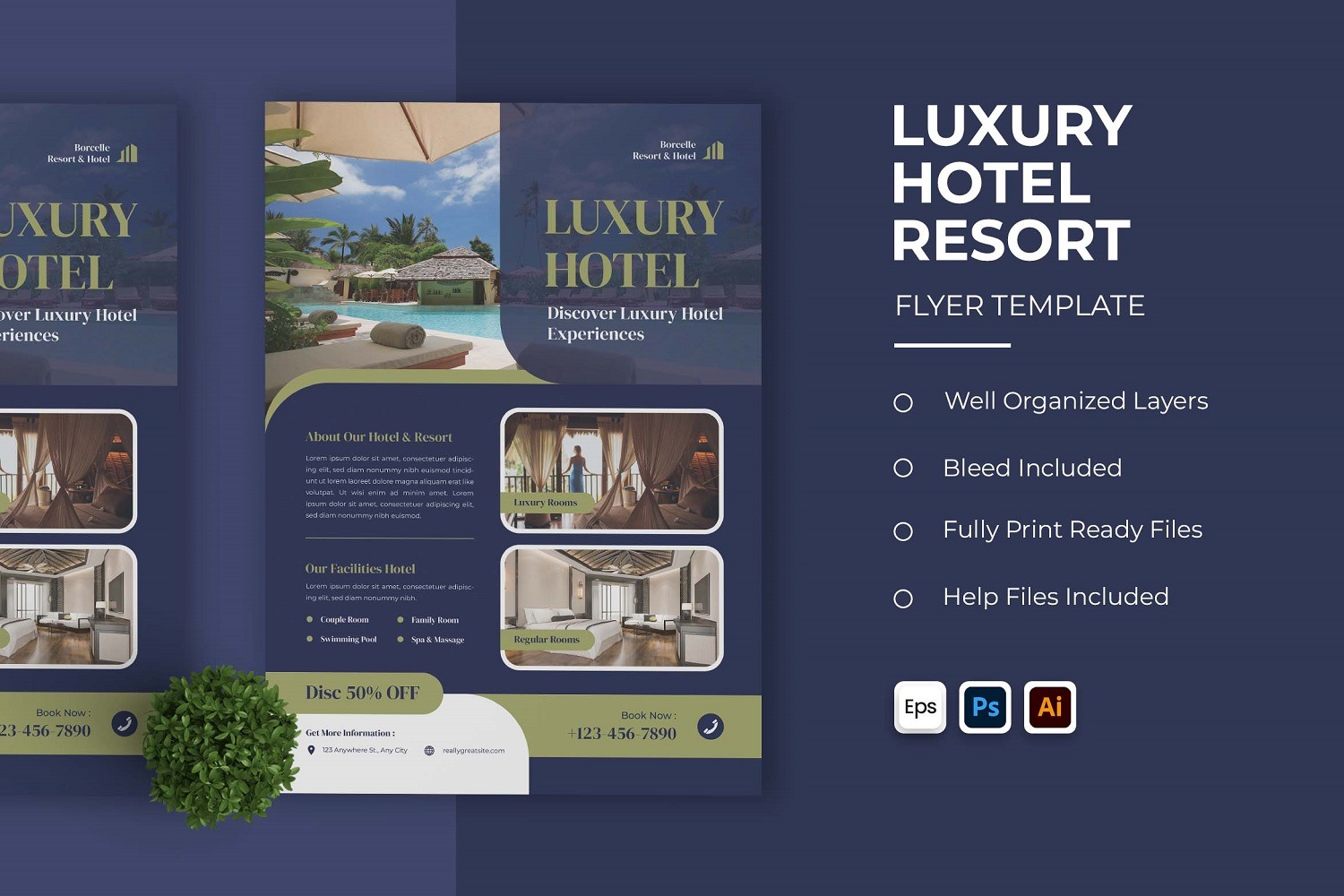 Luxury Hotel Resort Flyer Template #374197 - TemplateMonster