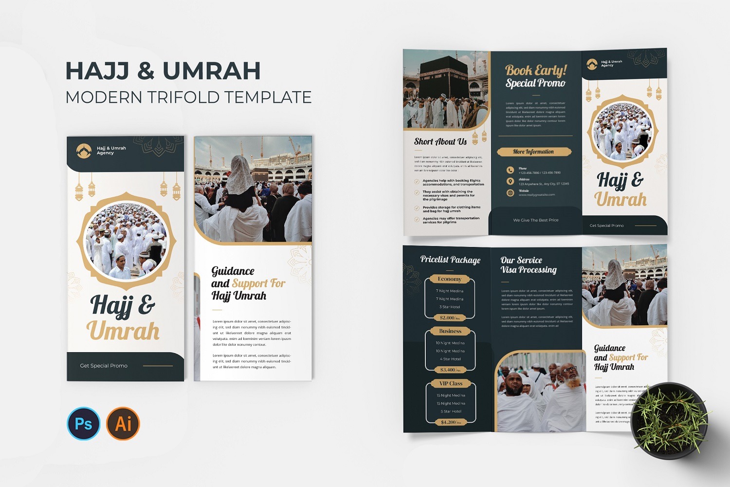 Hajj and Umrah Trifold Brochure #374309 - TemplateMonster