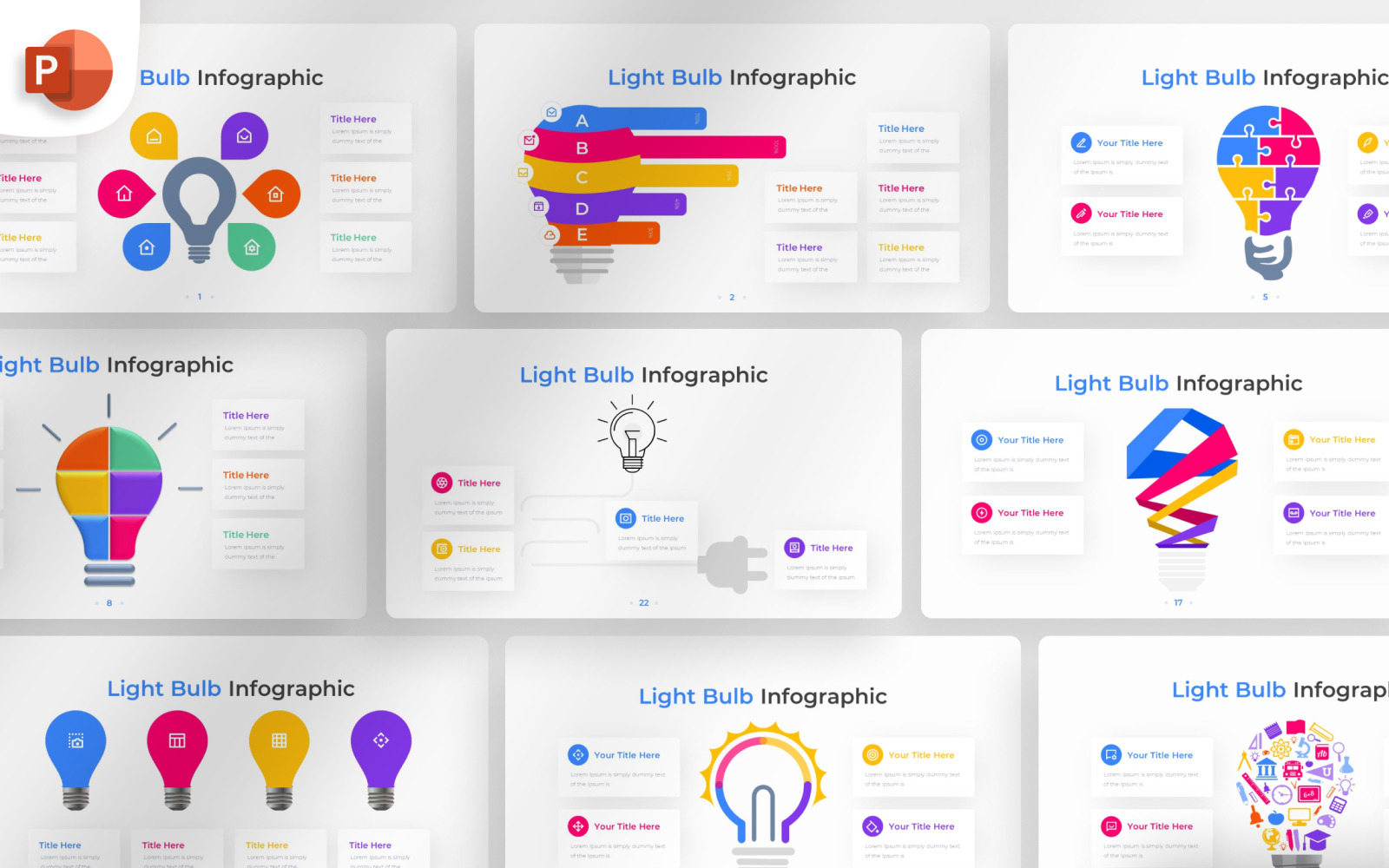 Light Bulb PowerPoint Infographic Template - TemplateMonster