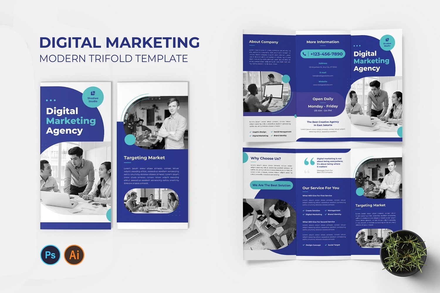 Modern Digital Marketing Trifold Brochure - TemplateMonster