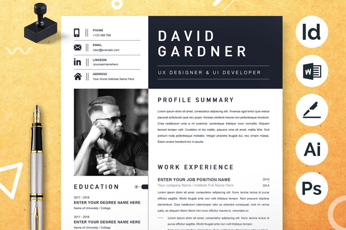 Creative Modern Resume Template with Photo Layout