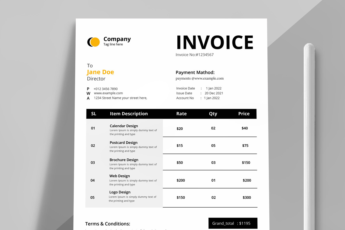 Invoice Template InDesign #374654 - TemplateMonster