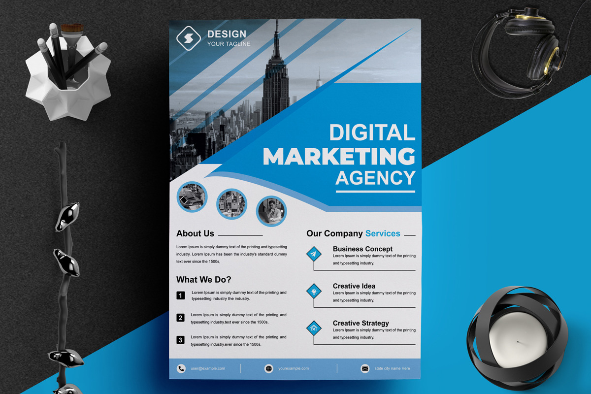 Marketing Agency Flyer Template Layout - TemplateMonster