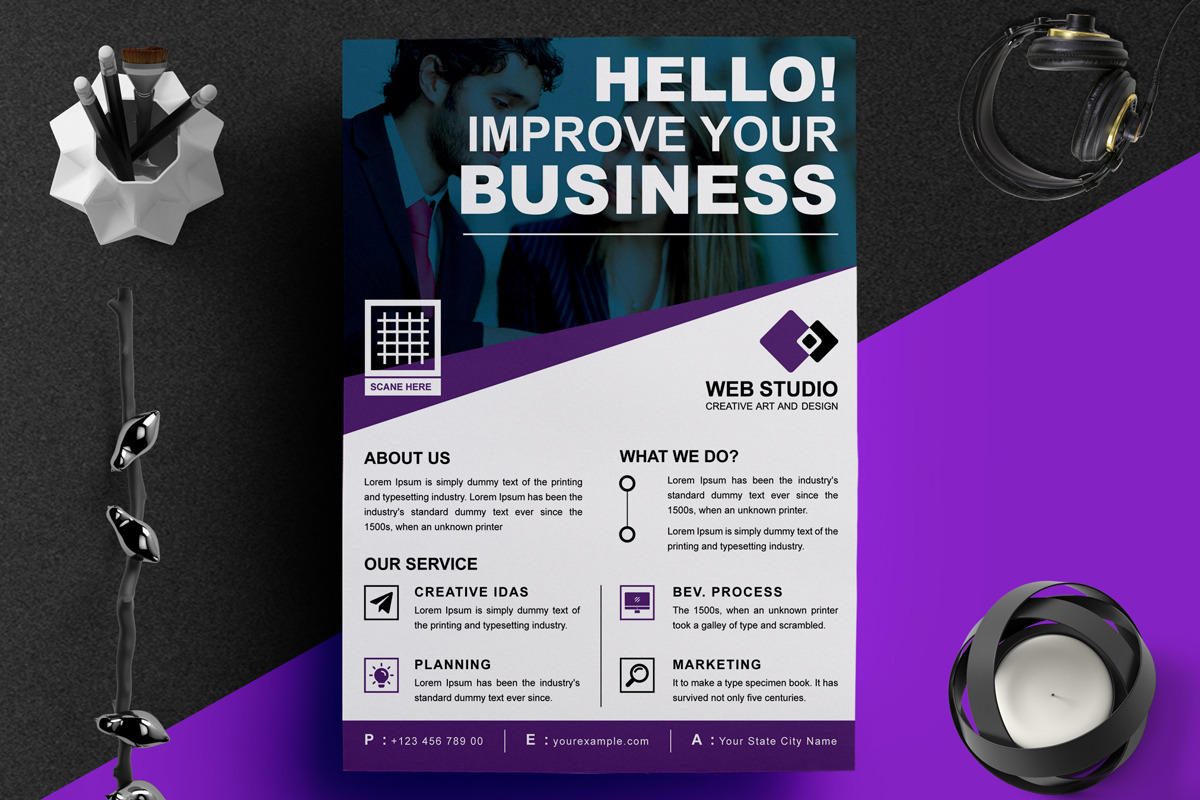 Simple Business Flyers Template #374833 - TemplateMonster