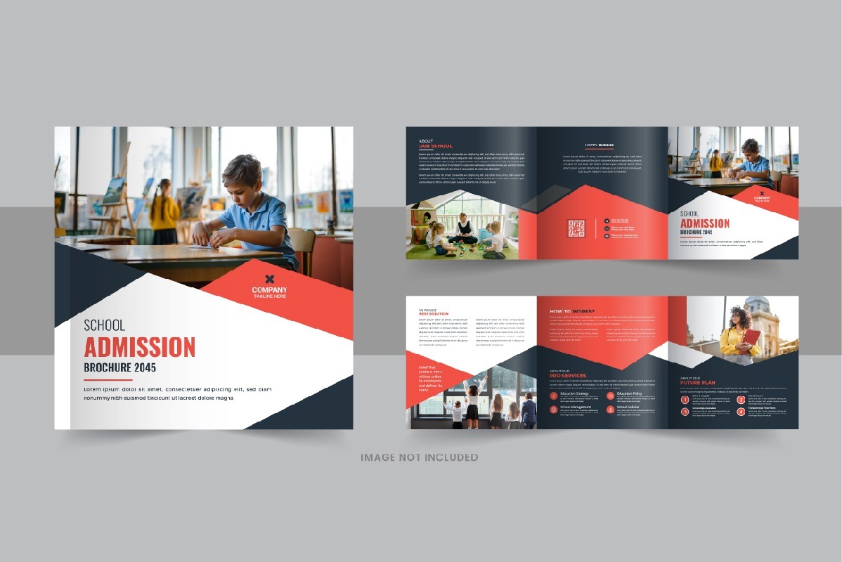 Back to school square trifold brochure design template layout or ...