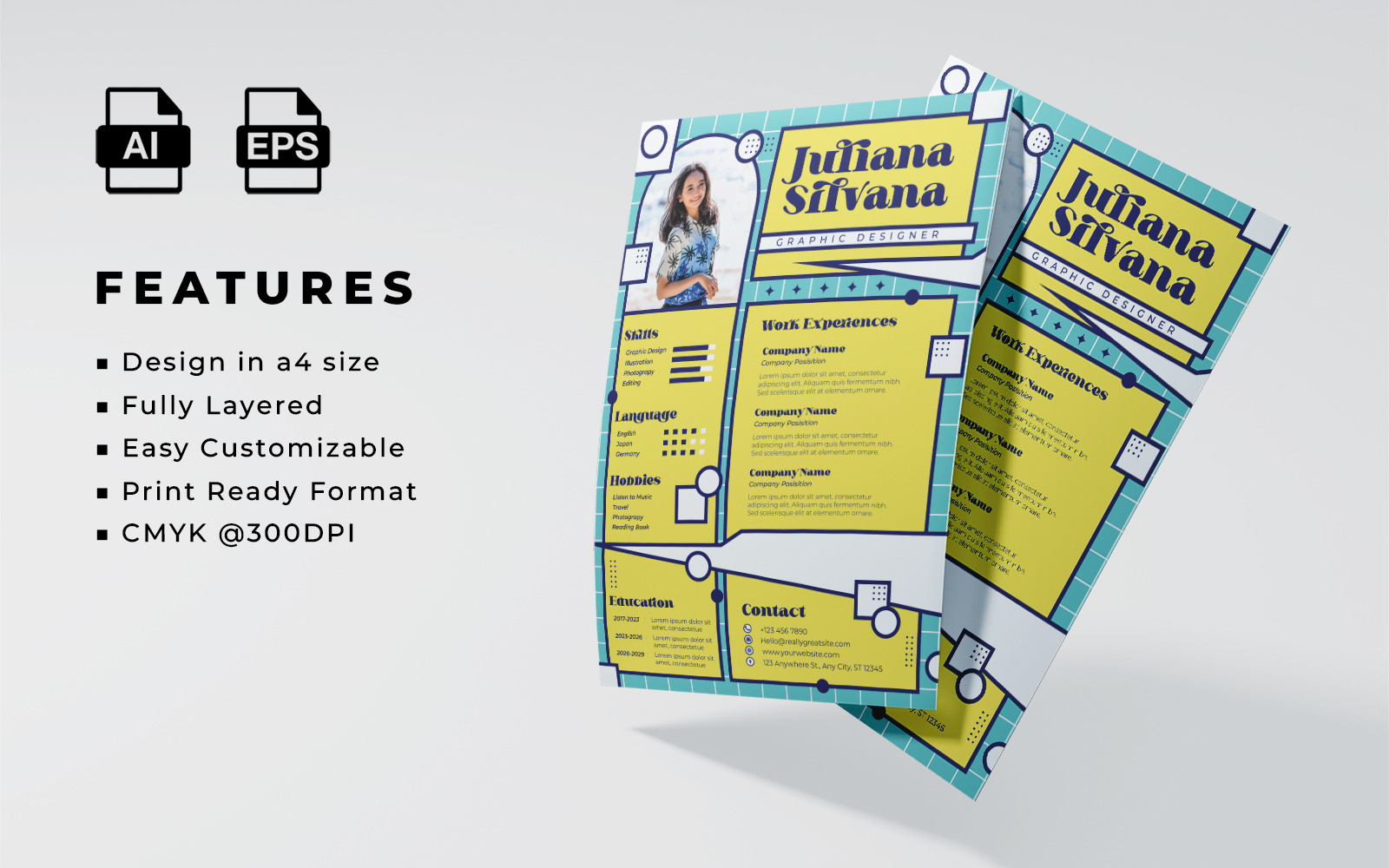 Resume Flyer CV Template 1 #375093 - TemplateMonster