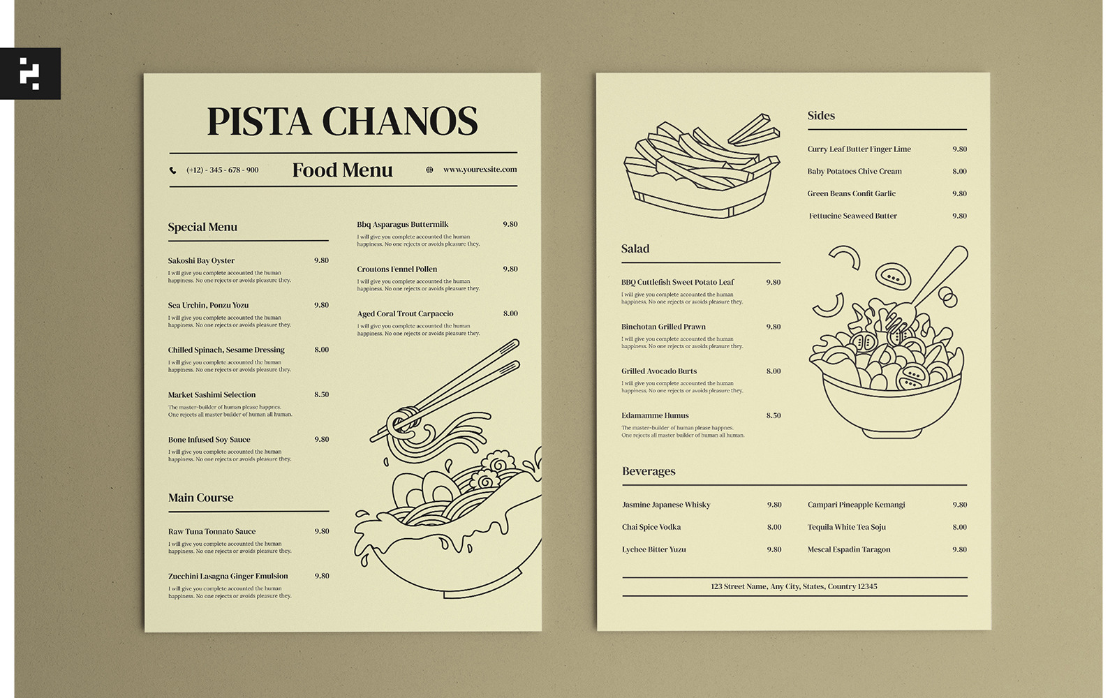 Simple Minimal Cafe Menu Template #375917 - TemplateMonster