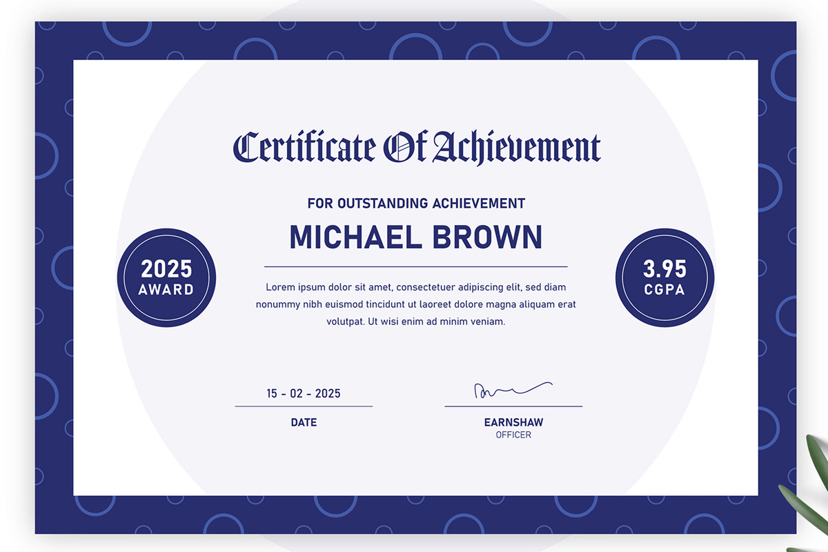 Certificate of Achievements Template layout - TemplateMonster