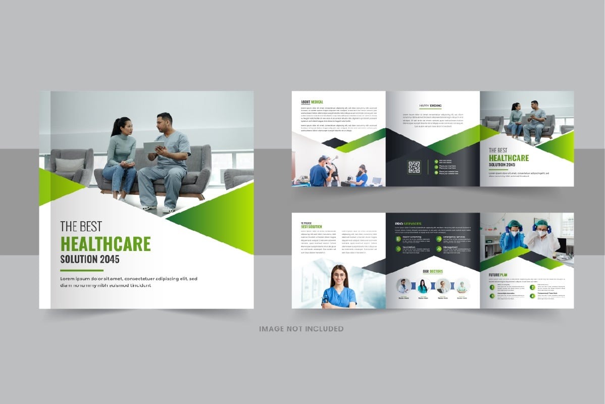 Healthcare or medical square trifold brochure design or medical service ...