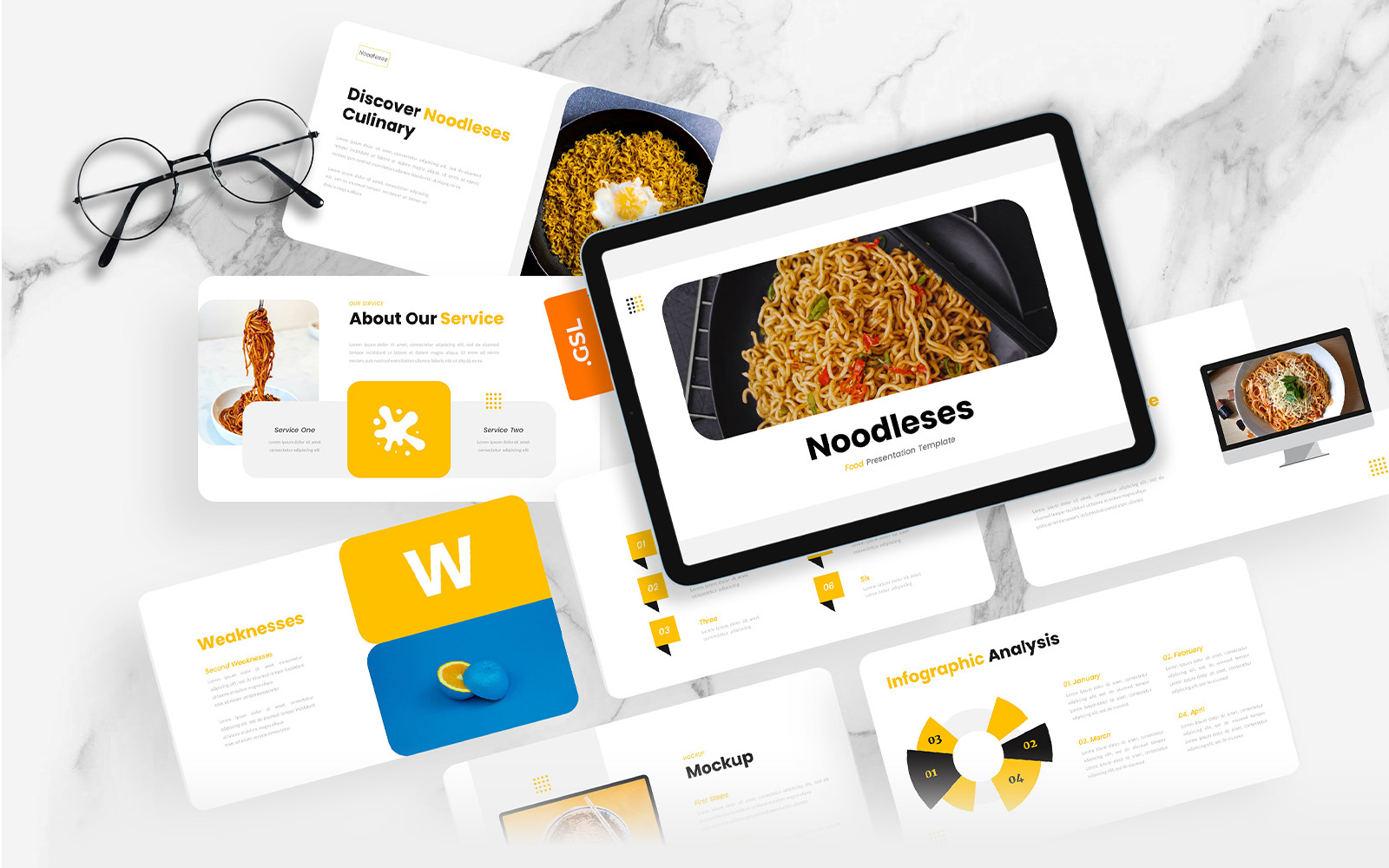 Noodleses – Food Google Slides Template - TemplateMonster