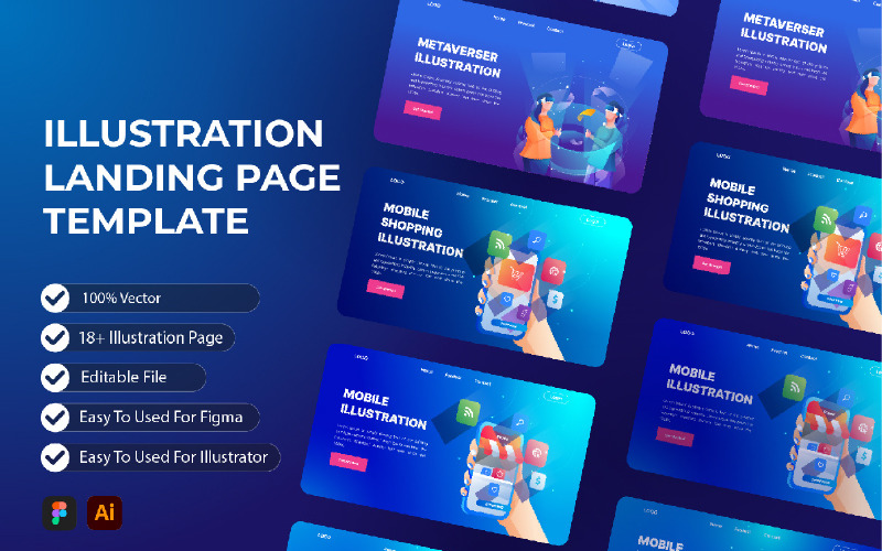 Illustration Landing Page Template #377200 - TemplateMonster