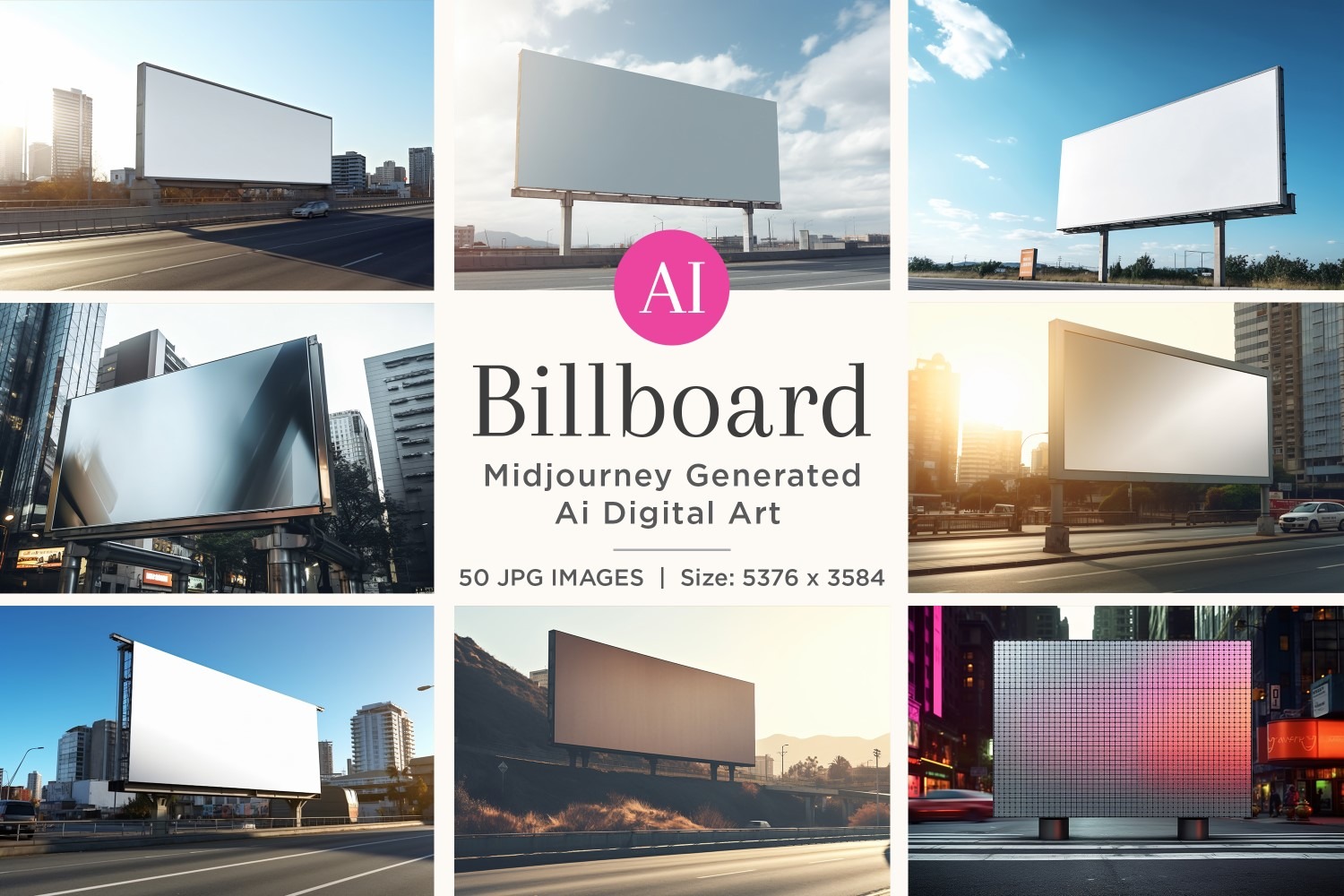 Roadside sign board advertisement Mockup 50 Set V-1