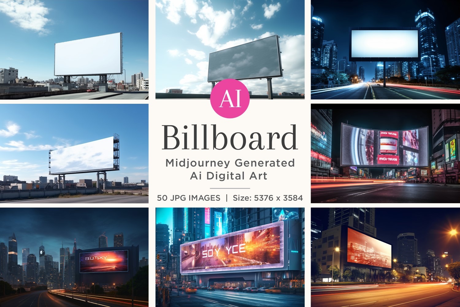 Roadside sign board advertisement Mockup 50 Set V-2