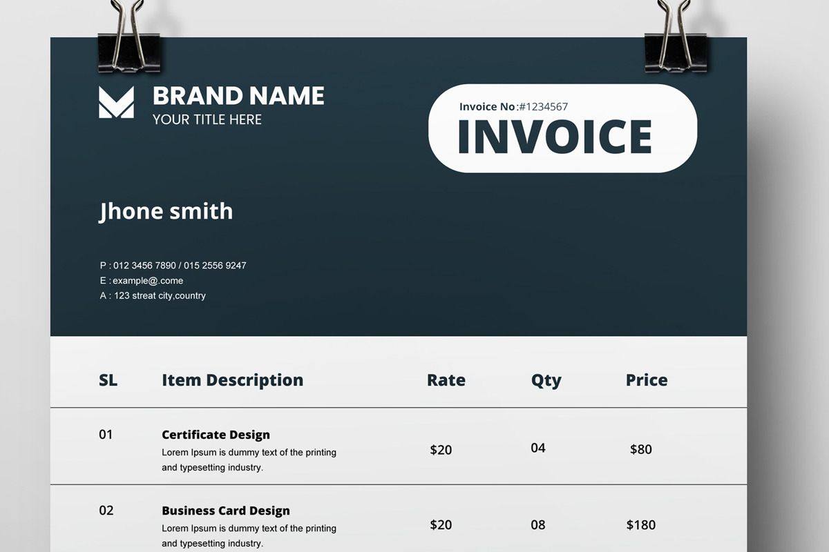 Simple Invoice Layout Template #377820 - TemplateMonster