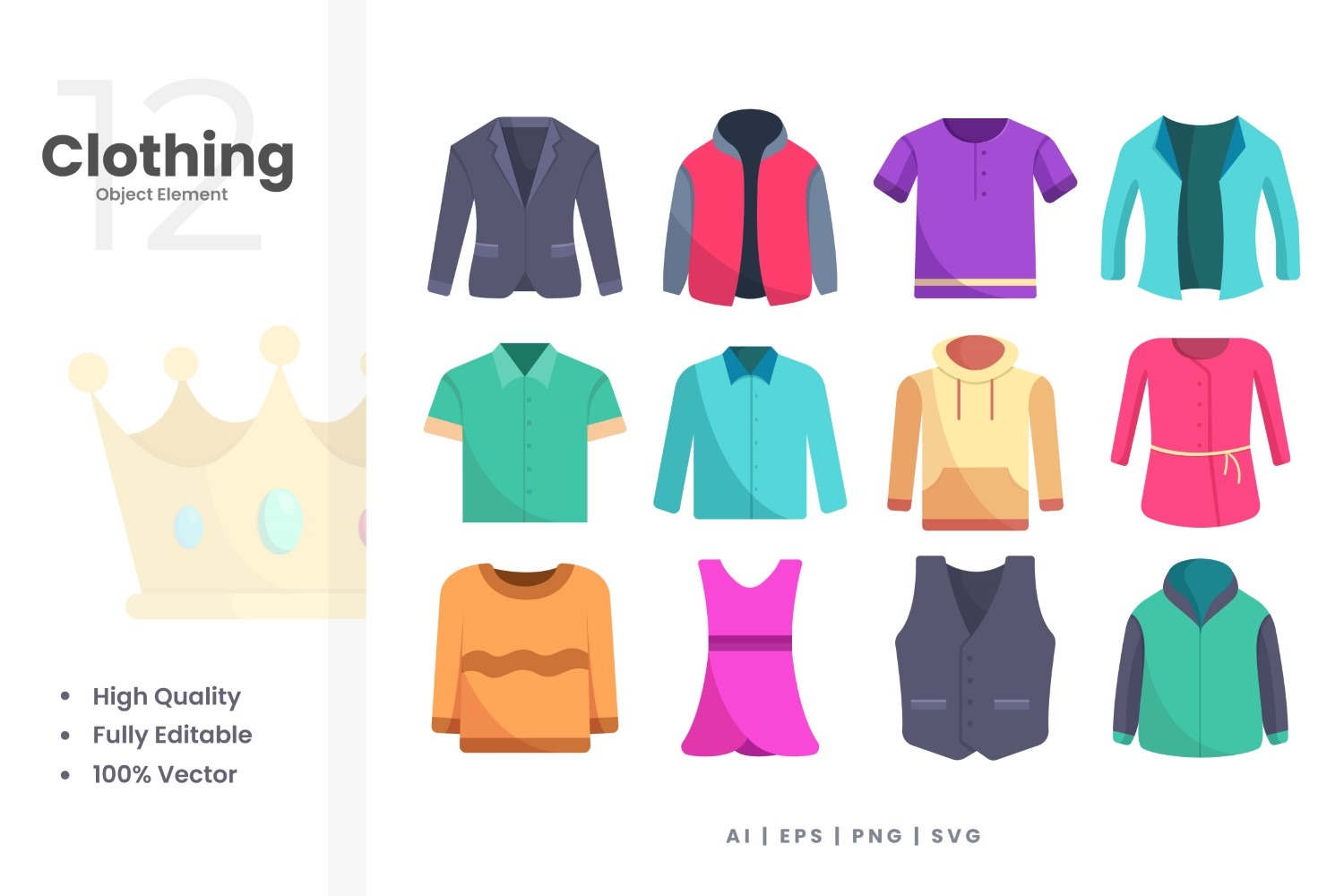 12 Clothing Vector Element Set #378465 - TemplateMonster