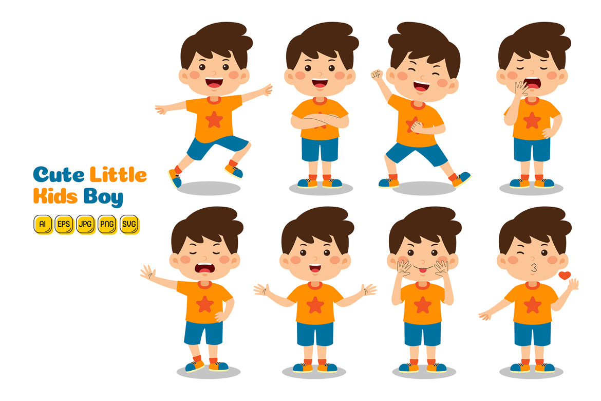 Cute Little Kids Boy Vector Pack #03 - TemplateMonster