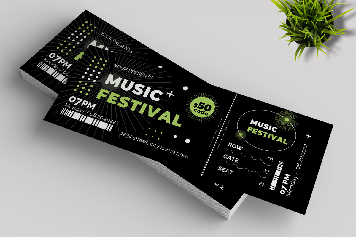 Music Festival Ticket Template #379047 - TemplateMonster