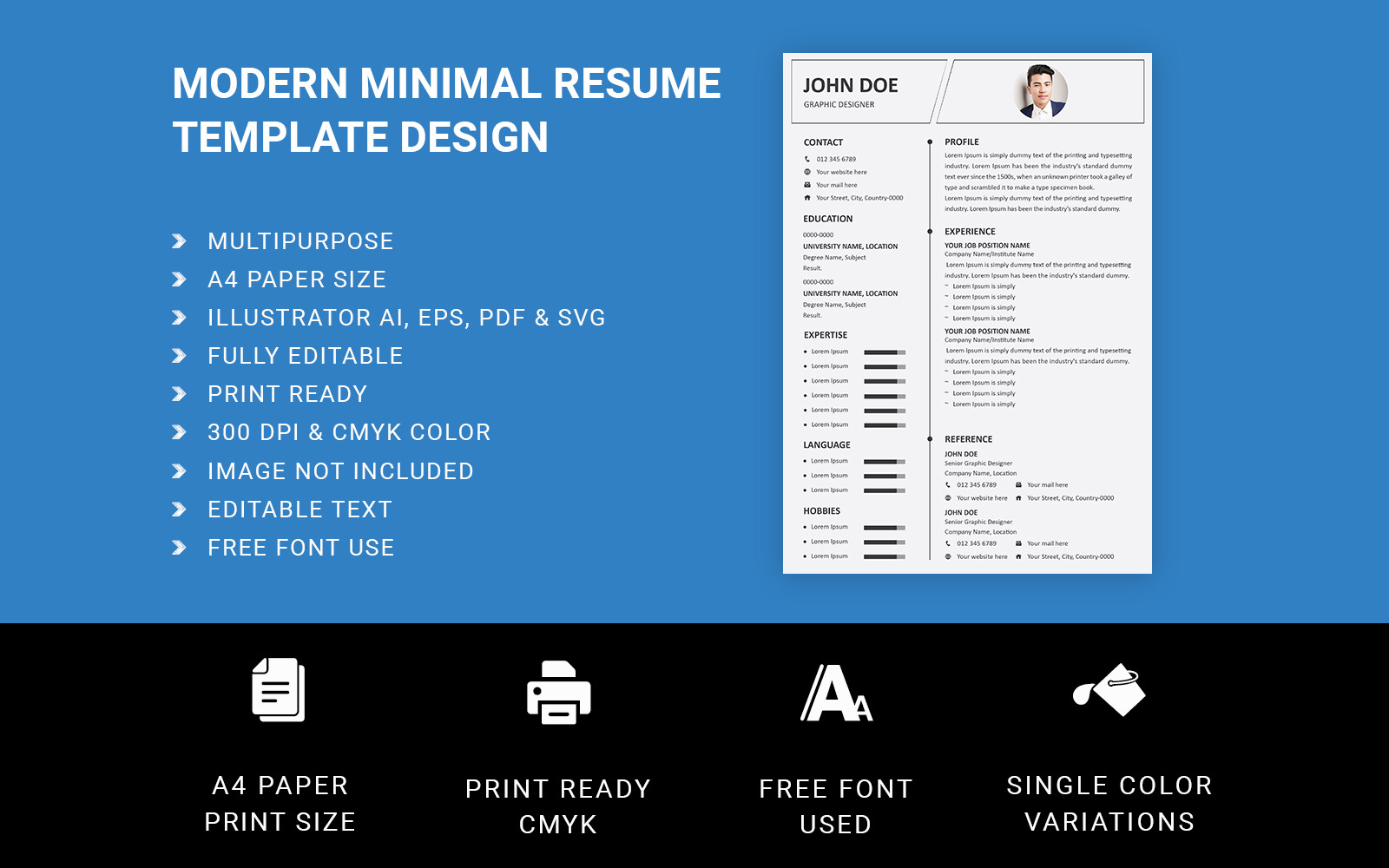 Minimal Modern Resume Template Design - TemplateMonster