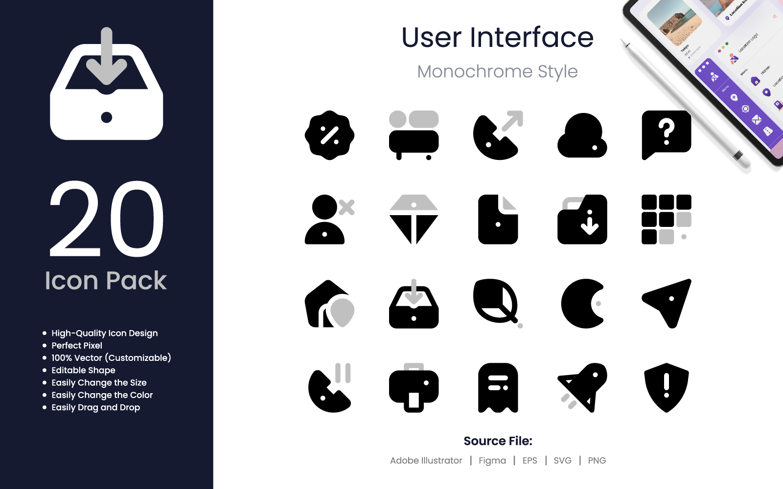 User Interface Icon Pack Monochrome Style 2 - TemplateMonster