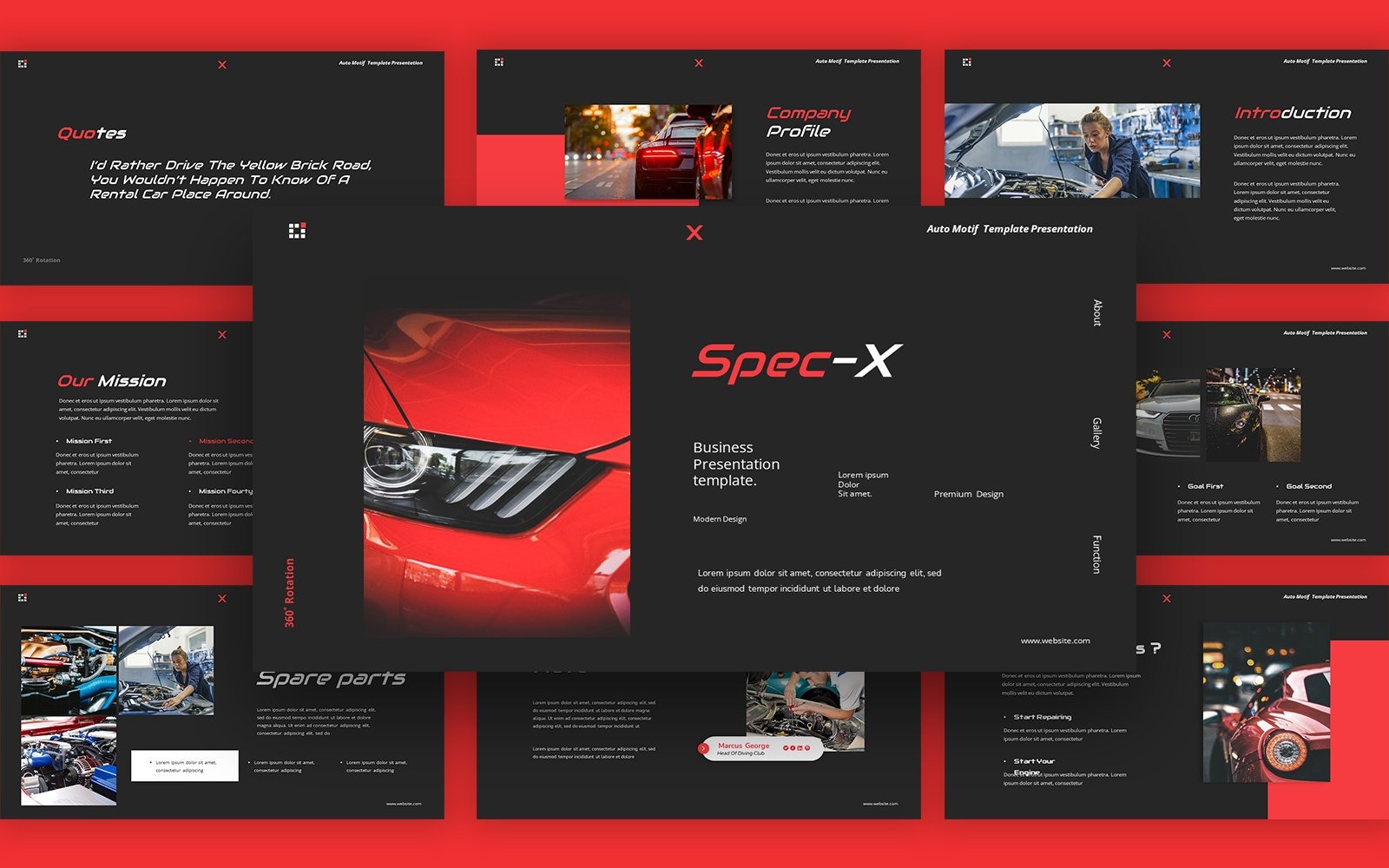 Spec-x Car Auto Powerpoint Template #381641 - TemplateMonster