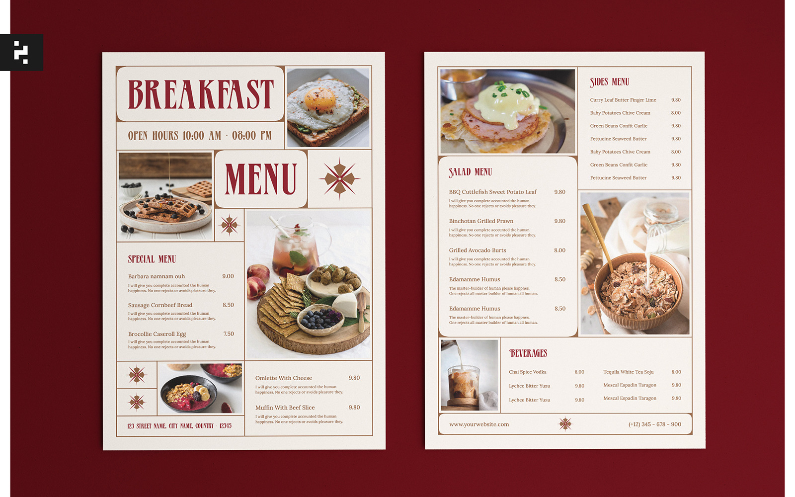 Cafe Breakfast Menu Template #381714 - TemplateMonster