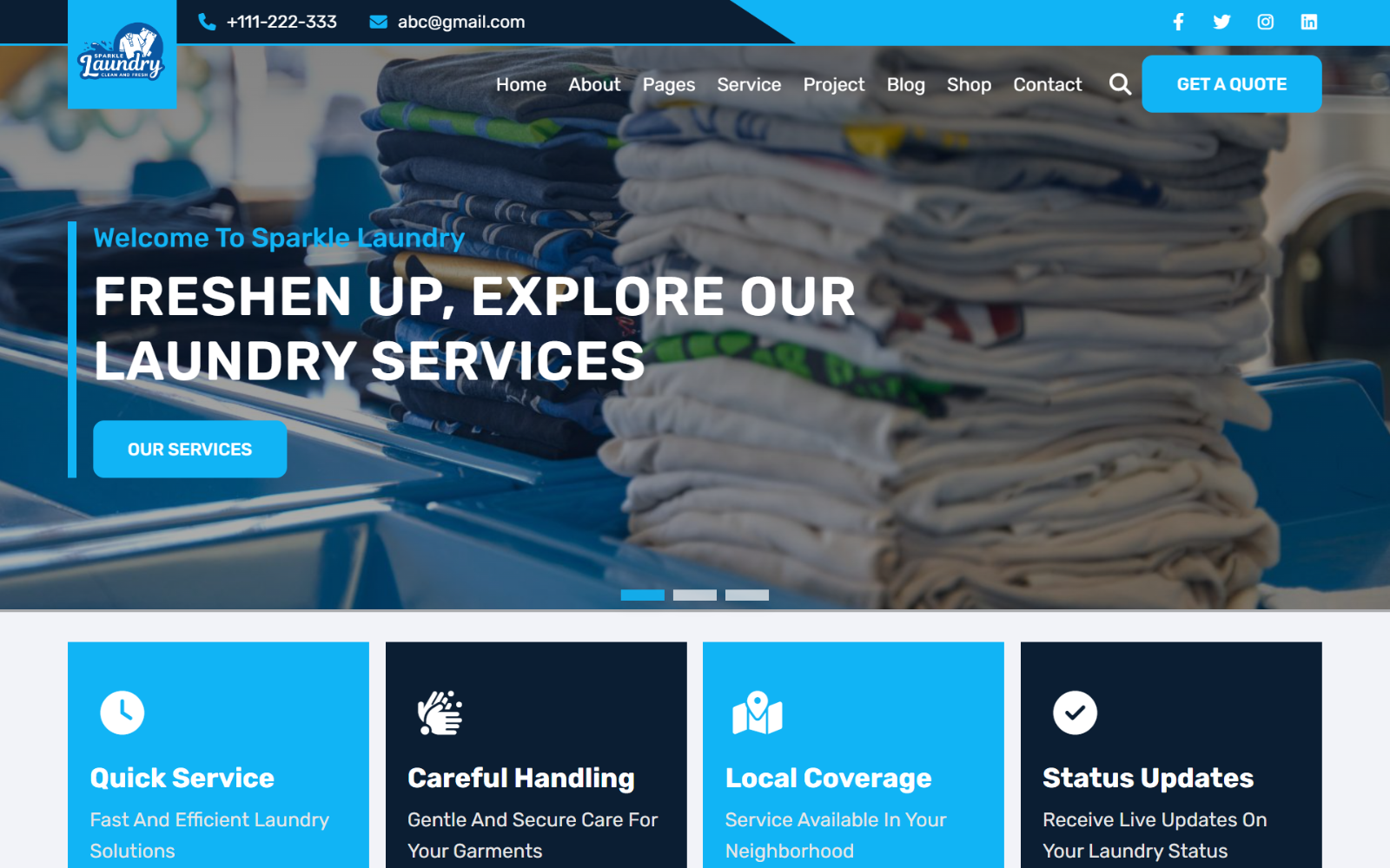 Sparkle - Laundry And Dry Cleaning Services HTML5 Website Template