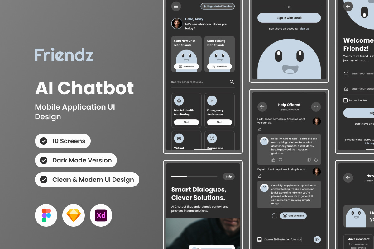 Friendz - AI Chatbot Mobile App #383623 - TemplateMonster