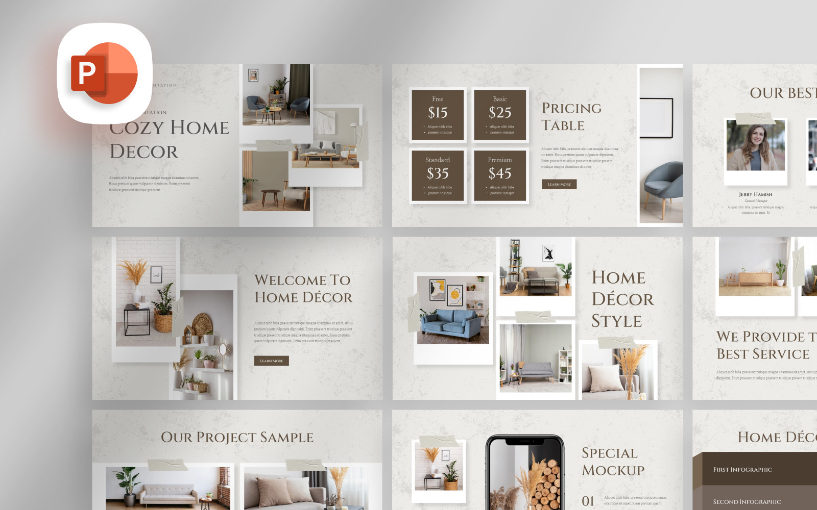 Minimalist Home Decor PowerPoint Template - TemplateMonster