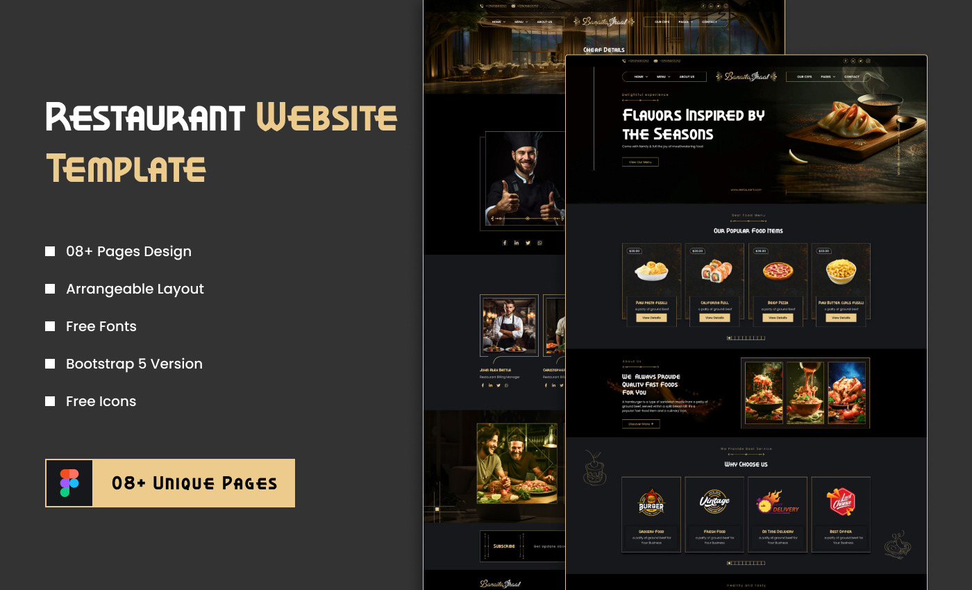 Restaurant Dark Website Template in Figma - TemplateMonster