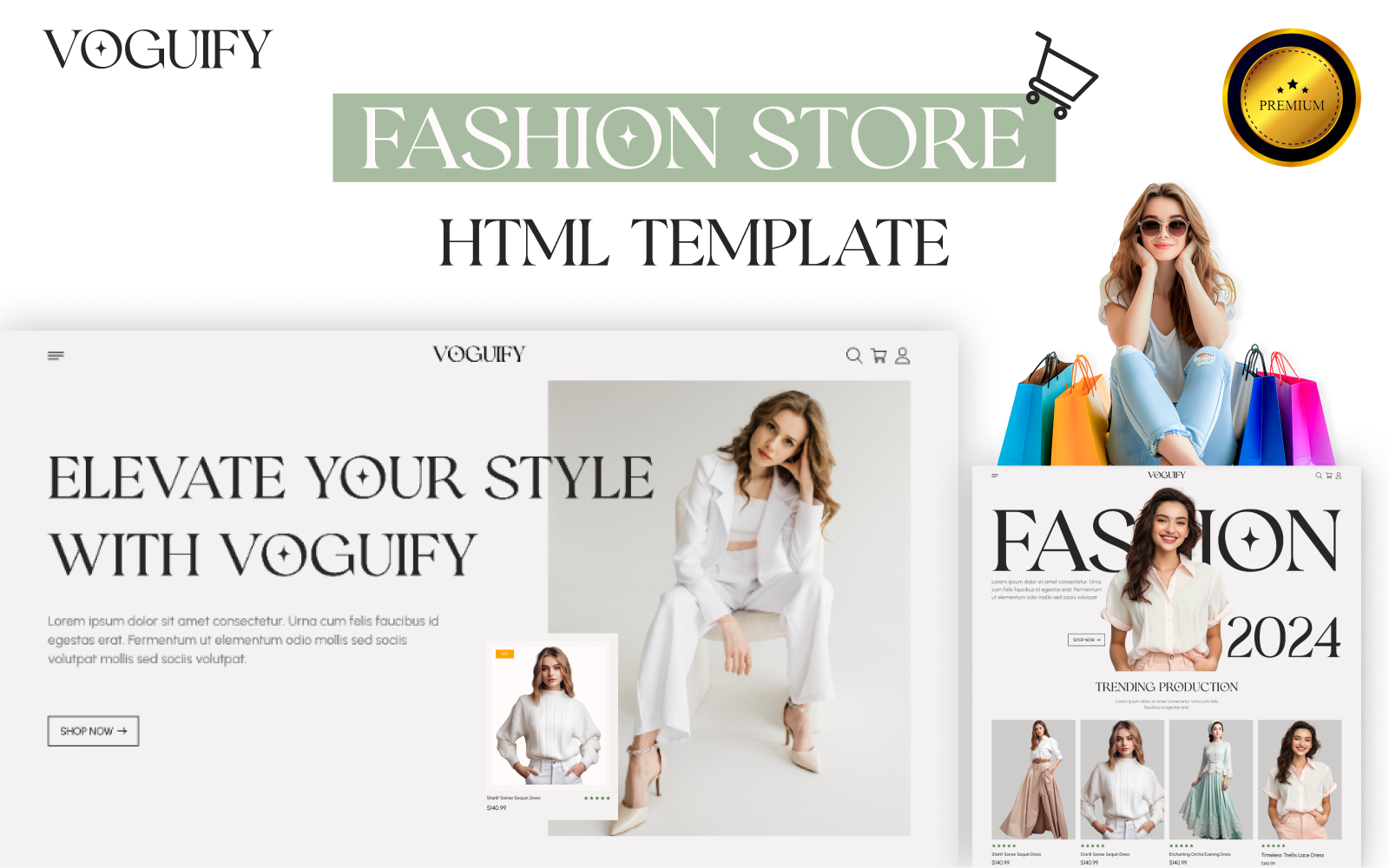 Voguify Elegant Fashion Store Html Website Template Responsive Gsap Animations And Urban Vibes