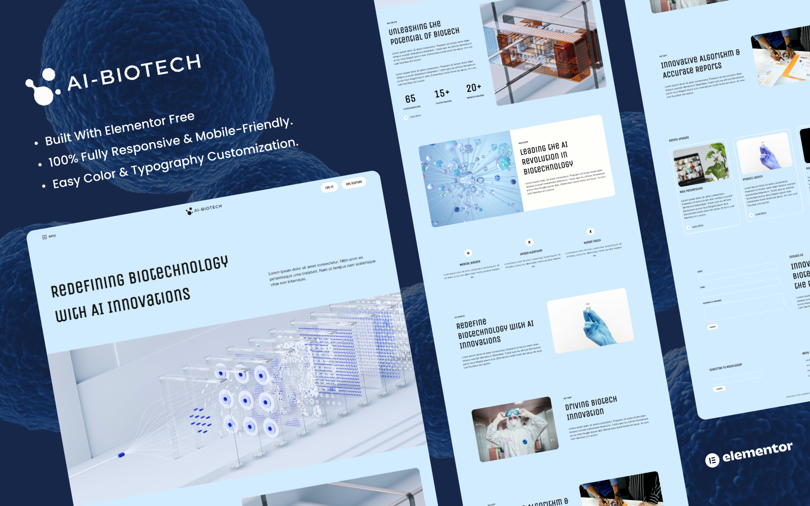 AI-Biotech Elementor Landing Page Template - TemplateMonster