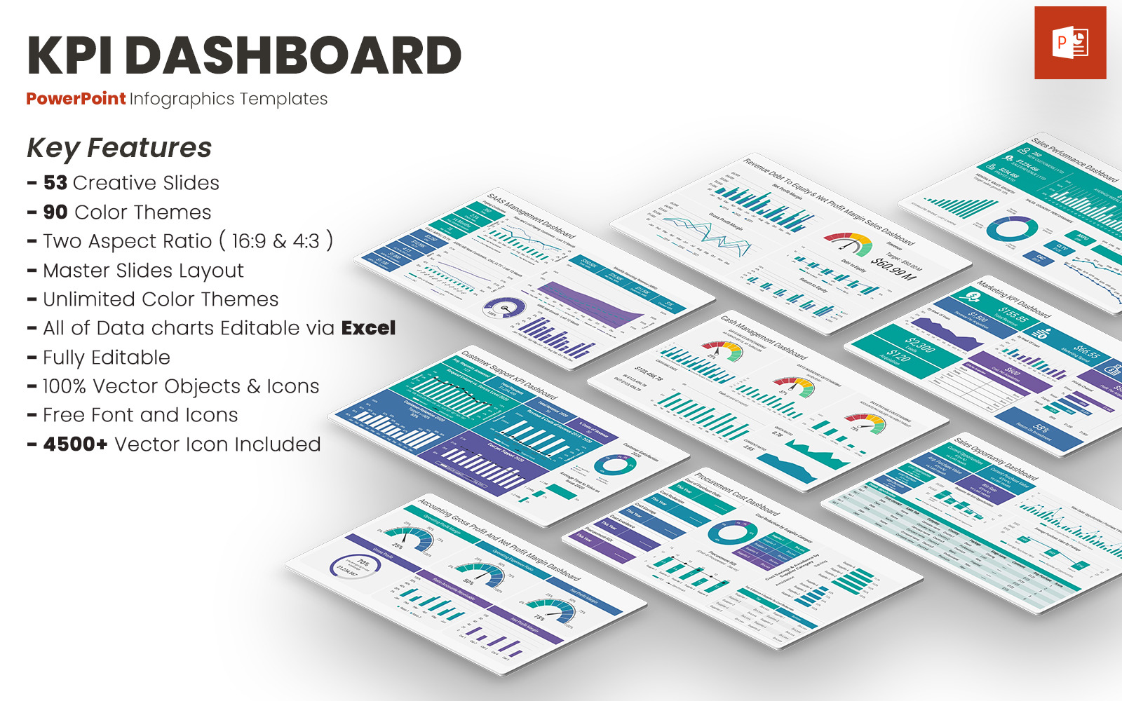 KPI Dashboard PowerPoint Templates #389100 - TemplateMonster