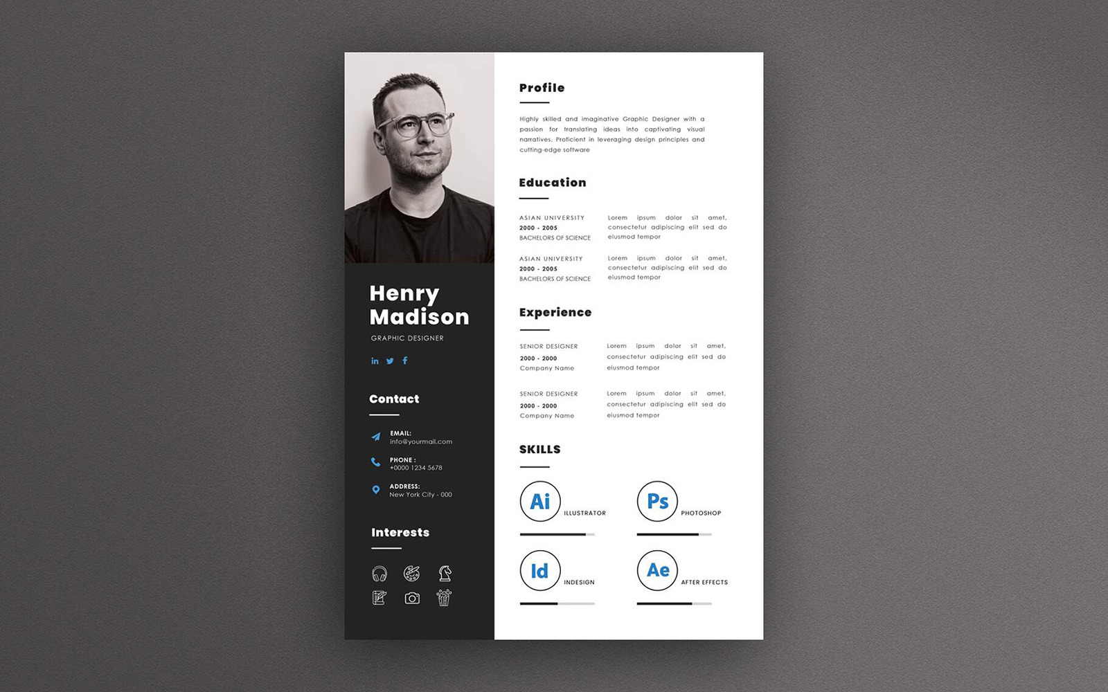 Professional Graphic Designer Resume CV - TemplateMonster