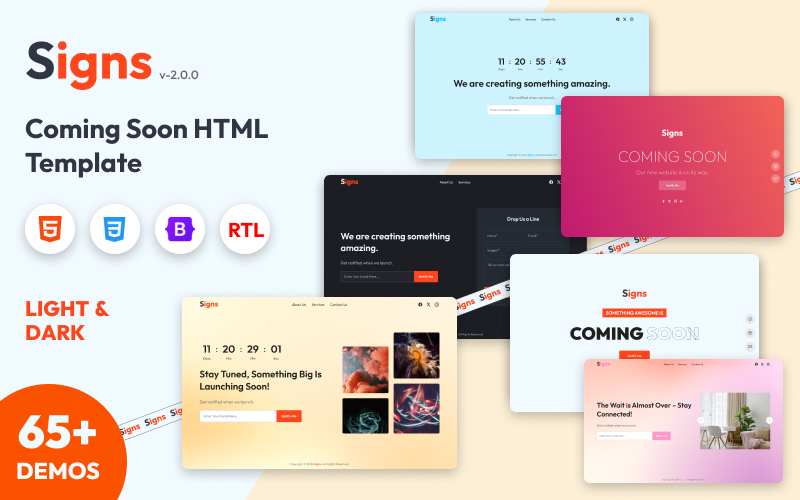Signs - Coming Soon HTML Template #392766 - TemplateMonster