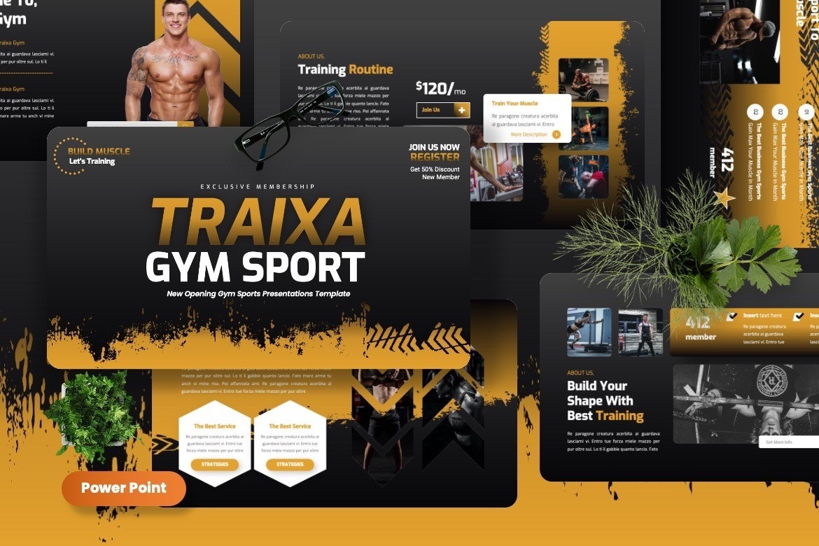 Traixa - Gym Sport Powerpoint Templates - TemplateMonster